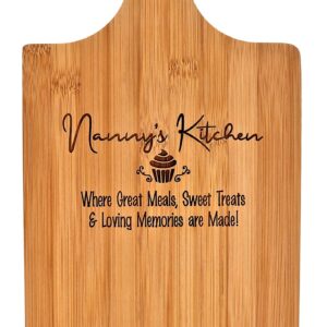 Nanny Recipe Cookbook Holder Stand Gift - Custom Engraved Bamboo Cutting Board Foldable Chef Easel Metal Hinges Kickstand iPad Tablet Compatible Christmas Birthday Kitchen Decor Design (7.25x13.5)