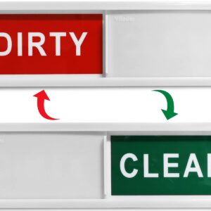 Dirty Clean Dishwasher Magnet Sign, Elegant Style, Fits All Dishwashers, Non-Scratch, with Soft Magnetic Back/2 Stickers, Strong Adhesion & Easy to Slide, Tells Dishes are Clean or Dirty, White