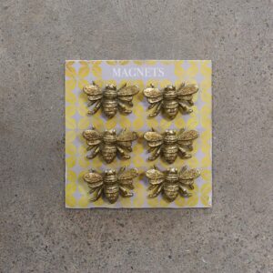 Creative Co-Op Six Pewter Bee Magnets on a Card