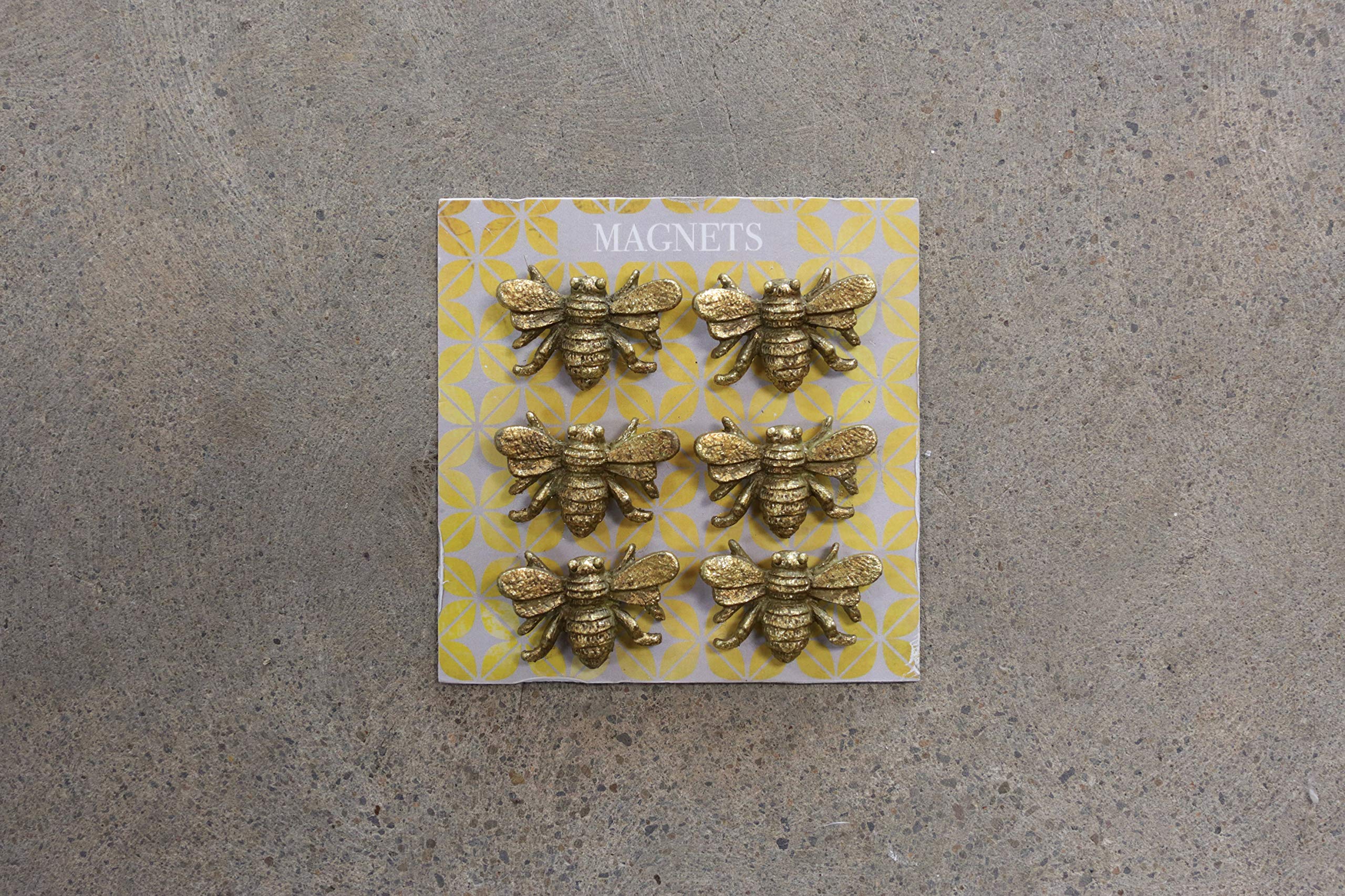 Creative Co-Op Six Pewter Bee Magnets on a Card