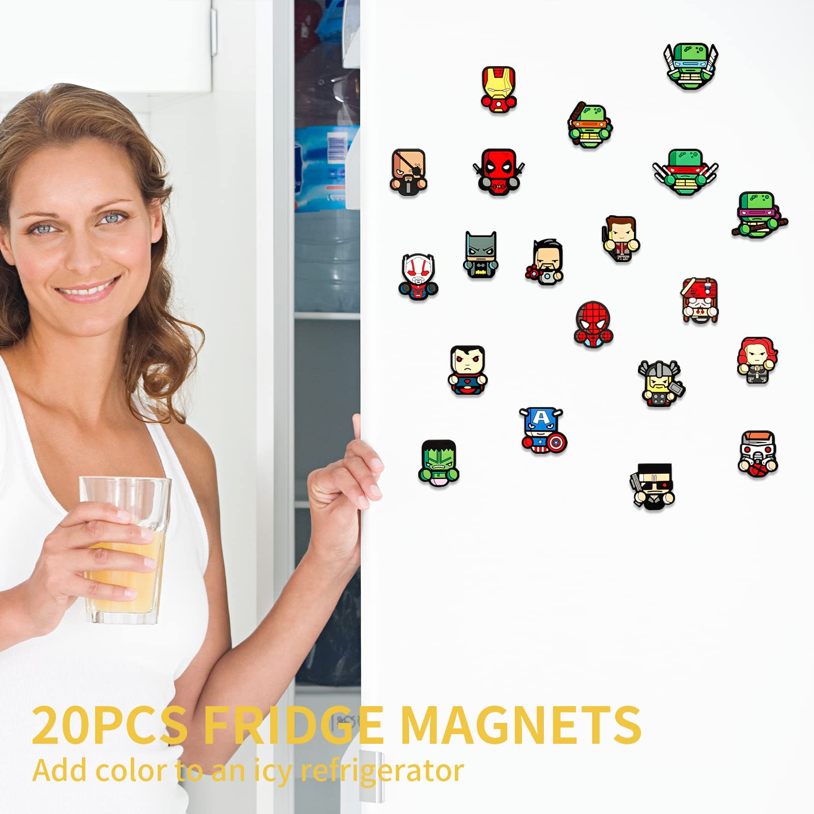 20Pcs Avengers Magnetic Refrigerator Magnet Fridge Sticker - Avengers Fridge Decoration, Office Whiteboard Magnet, Cabinet Magnet, Dishwasher Magnet, Cabinet Cute Locker Magnet