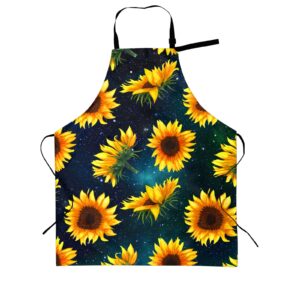 sunflower aprons for women with pockets chef apron for cooking dishwashing 28x33 inch