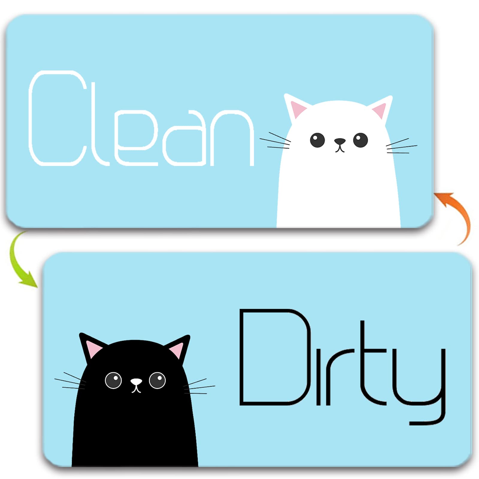 Dishwasher Magnet Clean Dirty Sign, Double Sided Strong Clean Dirty Magnet for Dishwasher, Waterproof Reversible Dish Washer Cartoon Cats Dishwasher Magnet and Decor Universal