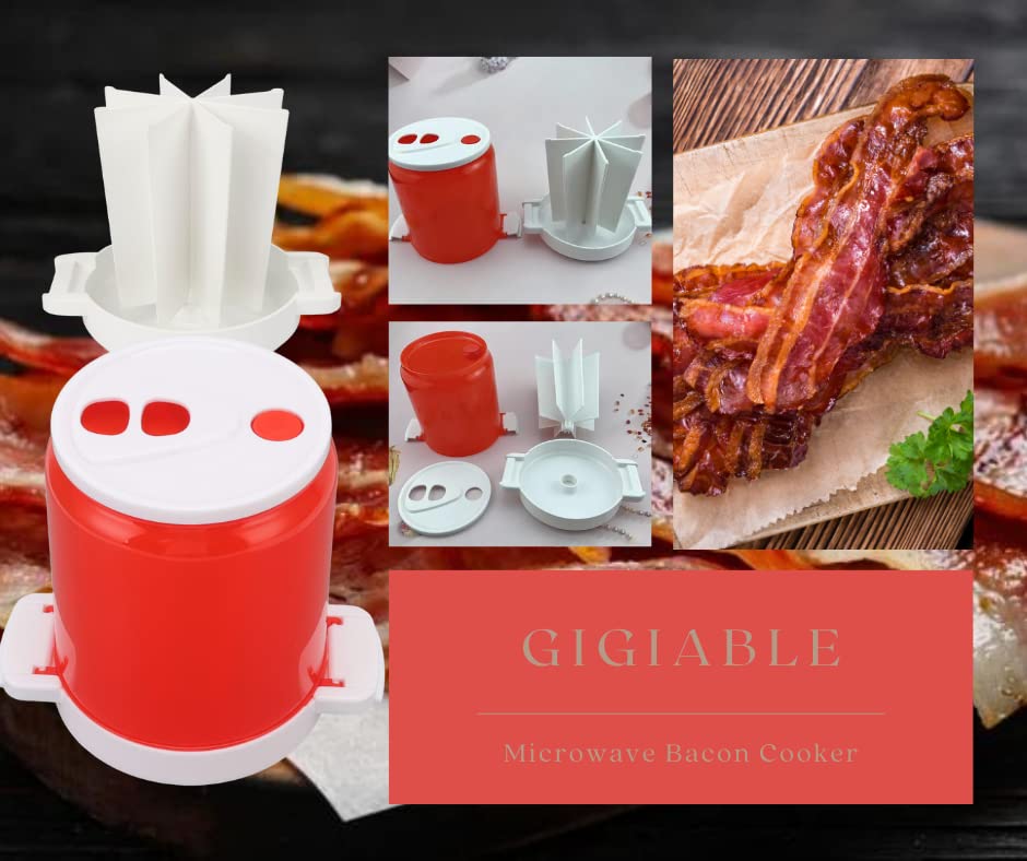 GIGIABLE Microwave bacon cooker Bacon cooker for microwave oven Instant pot accessories Home Kitchen Bacon Rack for Oven No Splash Easy to Clean Make Crispy Bacon in Minutes for Home