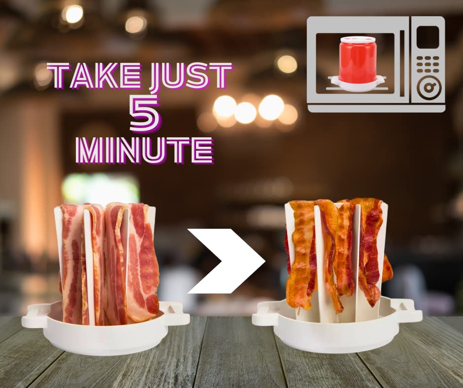 GIGIABLE Microwave bacon cooker Bacon cooker for microwave oven Instant pot accessories Home Kitchen Bacon Rack for Oven No Splash Easy to Clean Make Crispy Bacon in Minutes for Home