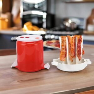 GIGIABLE Microwave bacon cooker Bacon cooker for microwave oven Instant pot accessories Home Kitchen Bacon Rack for Oven No Splash Easy to Clean Make Crispy Bacon in Minutes for Home