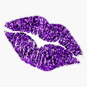 magnet glitter lips : purple! magnet bumper sticker car magnet flexible reuseable magnetic vinyl 5"