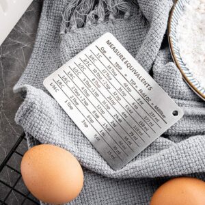 SOONHUA Measurement Conversion Refrigerator Magnet, kitchen Measurement Conversion Chart Stainless Steel Refrigerator Magnet for Cups Tablespoons Teaspoons Fluid Oz Milliliters