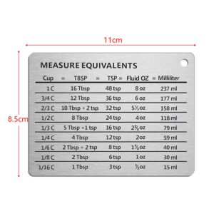 SOONHUA Measurement Conversion Refrigerator Magnet, kitchen Measurement Conversion Chart Stainless Steel Refrigerator Magnet for Cups Tablespoons Teaspoons Fluid Oz Milliliters