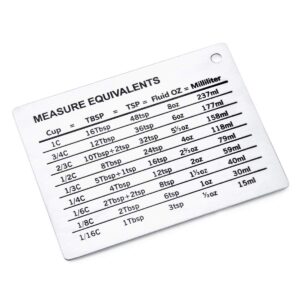 SOONHUA Measurement Conversion Refrigerator Magnet, kitchen Measurement Conversion Chart Stainless Steel Refrigerator Magnet for Cups Tablespoons Teaspoons Fluid Oz Milliliters