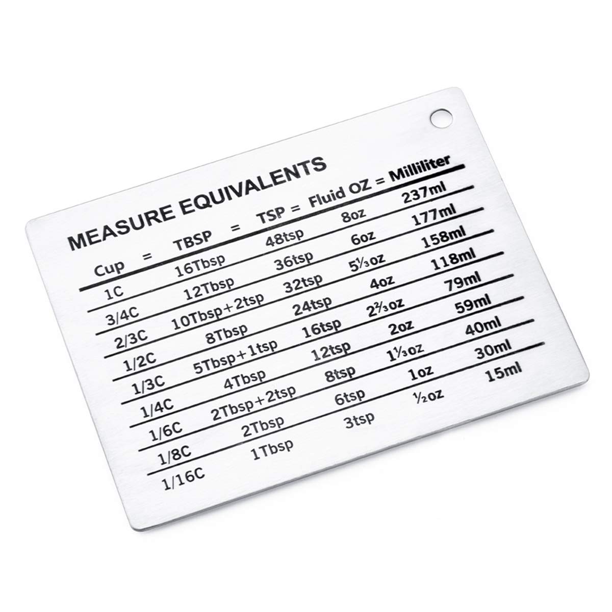 SOONHUA Measurement Conversion Refrigerator Magnet, kitchen Measurement Conversion Chart Stainless Steel Refrigerator Magnet for Cups Tablespoons Teaspoons Fluid Oz Milliliters