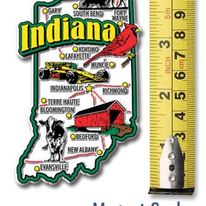 Indiana Jumbo State Magnet by Classic Magnets, 2.5" x 4", Collectible Souvenirs Made in The USA