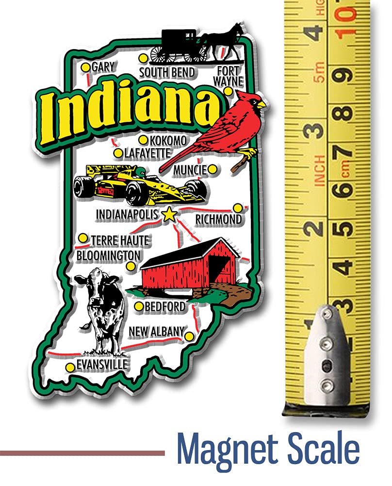 Indiana Jumbo State Magnet by Classic Magnets, 2.5" x 4", Collectible Souvenirs Made in The USA