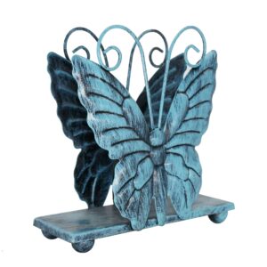 Owlgift Metal Butterfly Shaped Napkin Holder, Tabletop Paper Towel Dispenser, w/Freestanding Tissue Stand, Storage (Turquoise)