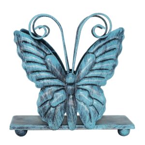 Owlgift Metal Butterfly Shaped Napkin Holder, Tabletop Paper Towel Dispenser, w/Freestanding Tissue Stand, Storage (Turquoise)