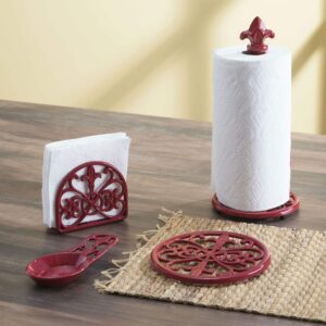 Fleur De Lis Cast Iron Napkin Holder, By Home Basics (Red) / Napkin Holders For Kitchen/Table Napkin Holder With Non-Skid Feet