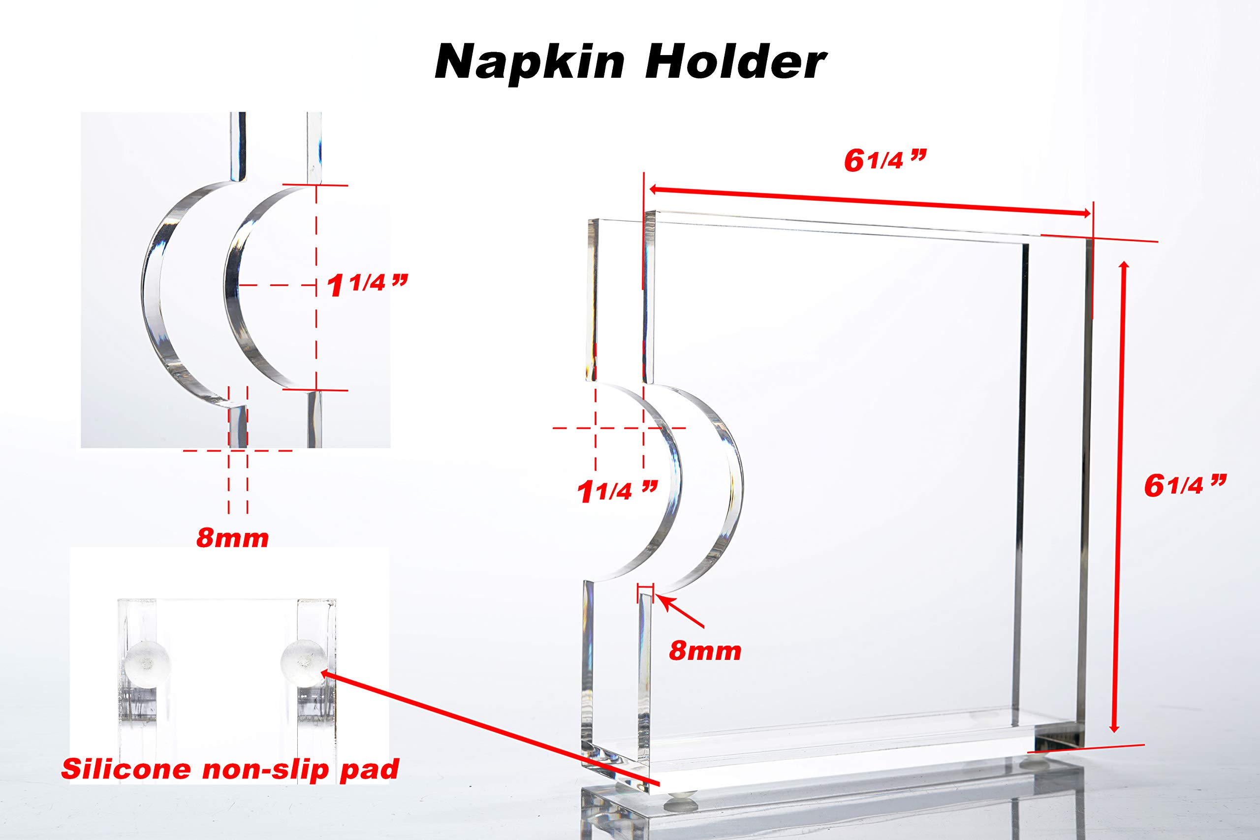 Acrylic Napkin Holder for Tables - Clear Napkin Holders For Wedding Lunch Dinner - Vertical Space Saving - Safe Sturdy - Modern Contemporary Elegant, 6.25 In x 6.25 In