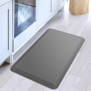 DEXI Anti Fatigue Kitchen Mat Cushioned Kitchen Rug, 3/4" Thick Heavy Duty Waterproof Floor Mat, Non-Slip Comfort Standing Mat for Kitchen, Desk, Floor, Office, Sink, Laundry, 17"x24", Grey