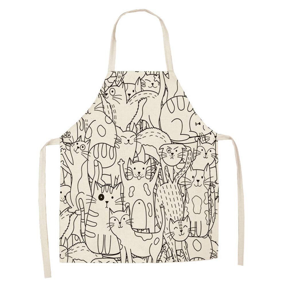 BOCTTCBO Cat Apron Cute Cooking Apron for Women Men Chef Funny Aprons Kitchen Baking Painting Gardening and Party