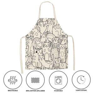 BOCTTCBO Cat Apron Cute Cooking Apron for Women Men Chef Funny Aprons Kitchen Baking Painting Gardening and Party