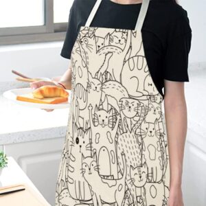 BOCTTCBO Cat Apron Cute Cooking Apron for Women Men Chef Funny Aprons Kitchen Baking Painting Gardening and Party