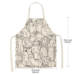 BOCTTCBO Cat Apron Cute Cooking Apron for Women Men Chef Funny Aprons Kitchen Baking Painting Gardening and Party