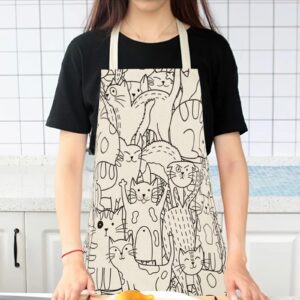 BOCTTCBO Cat Apron Cute Cooking Apron for Women Men Chef Funny Aprons Kitchen Baking Painting Gardening and Party