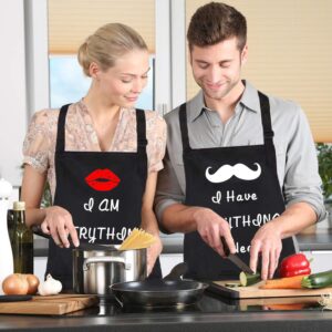 Rosoz Couples Aprons - 2 Piece Kitchen Apron Set for Engagement Wedding Anniversary, Bridal Shower Gift for Bride, Wedding Gifts for the Newly Married Couple and Valentine’s Day