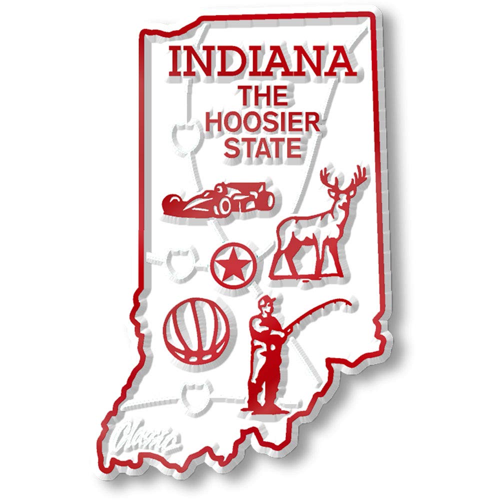 Indiana Small State Magnet by Classic Magnets, 1.6" x 2.3", Collectible Souvenirs Made in The USA