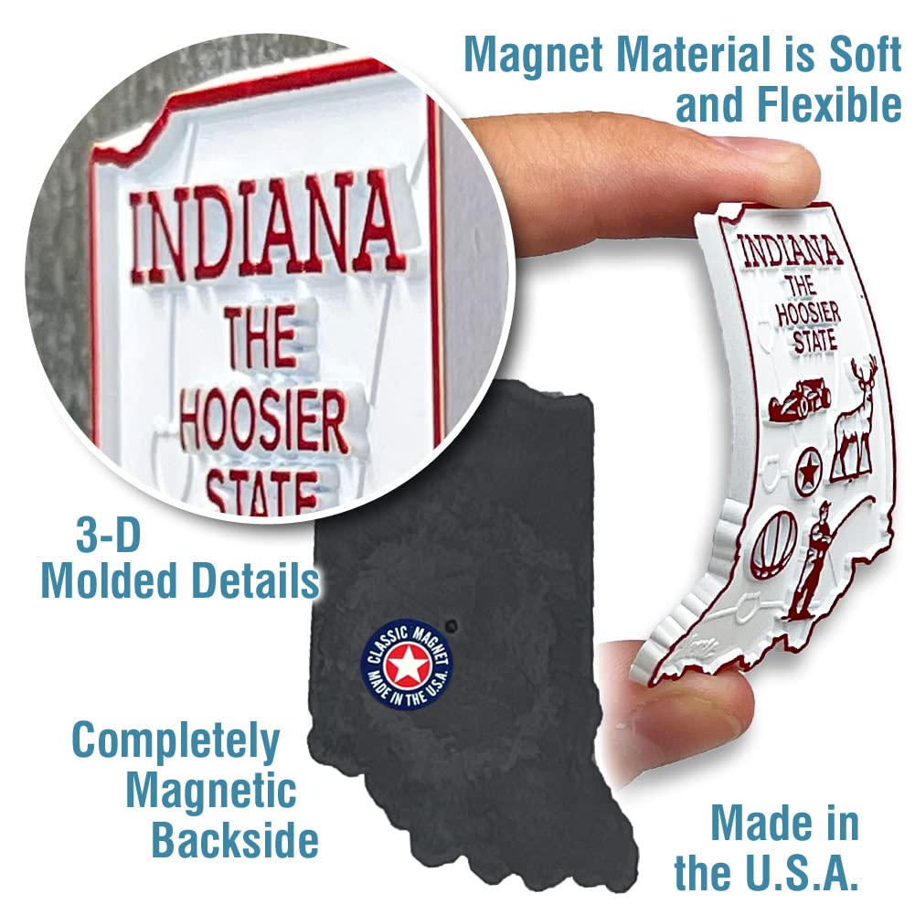 Indiana Small State Magnet by Classic Magnets, 1.6" x 2.3", Collectible Souvenirs Made in The USA