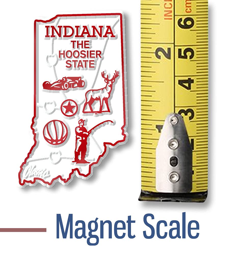 Indiana Small State Magnet by Classic Magnets, 1.6" x 2.3", Collectible Souvenirs Made in The USA