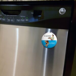 Aloha Girls Gifts Big 3.5” Dirty Clean Dishwasher Magnet Ends Common Kitchen Problem. Adheres to Any Surface. Blue and White.