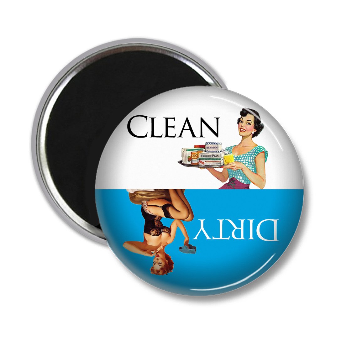 Aloha Girls Gifts Big 3.5” Dirty Clean Dishwasher Magnet Ends Common Kitchen Problem. Adheres to Any Surface. Blue and White.