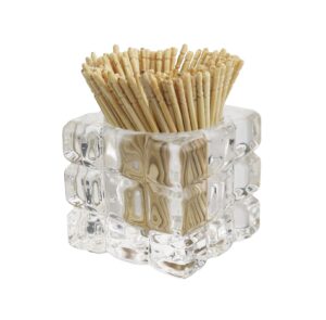 hillspring toothpick holder, decorative glass toothpick jar with 200 bamboo toothpicks