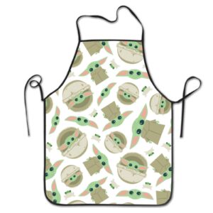 mionit fashion women men kids baby yo-da apron for cooking baking gardening crafting pretty adjustable water resistant apron bib , white , one size