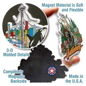 Seattle City Magnet by Classic Magnets, Collectible Souvenirs Made in The USA, 4.5" x 3.3"