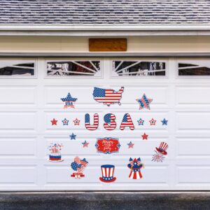 Whaline 22Pcs Patriotic Garage Decoration Magnet Stickers Happy 4th July Magnet Decals American Flag Star Garage Door Decals for Independence Day Party Supplies Home Decoration