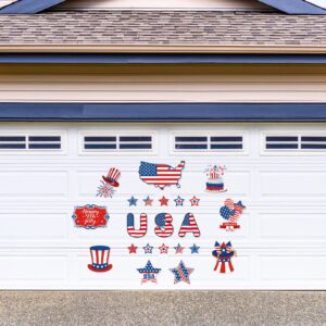 Whaline 22Pcs Patriotic Garage Decoration Magnet Stickers Happy 4th July Magnet Decals American Flag Star Garage Door Decals for Independence Day Party Supplies Home Decoration