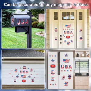 Whaline 22Pcs Patriotic Garage Decoration Magnet Stickers Happy 4th July Magnet Decals American Flag Star Garage Door Decals for Independence Day Party Supplies Home Decoration