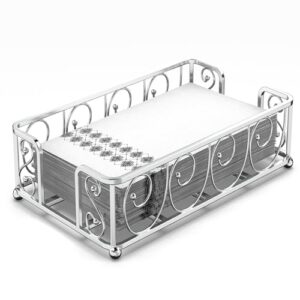 levimetree napkin holder for bathroom – cast iron silver napkin holder for table – versatile and modern bathroom napkins guest disposable – premium paper hand towels caddy, bathroom napkin tray