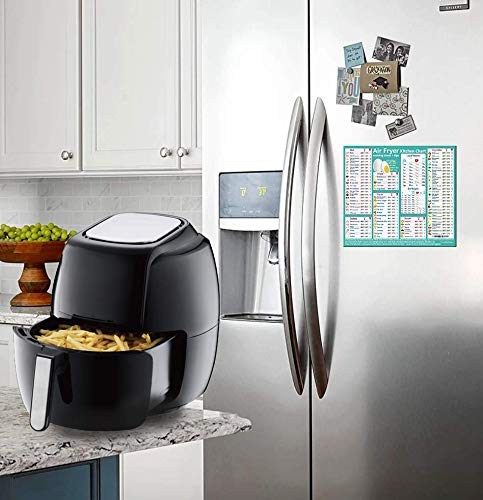 Air Fryer Accessories Cooking Times Cheat Sheet Kitchen Conversion Chart Fridge Magnet Guide Big Text 9”x10” Kitchen Gift Recipe Cookbook 90 Foods Pizza Chicken Nuggets French Fries Dessert