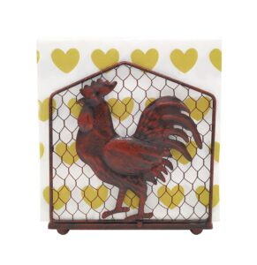 metal rooster design tabletop napkin holder/freestanding tissue dispenser,rustic red