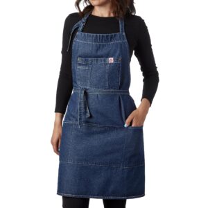 nest & den denim 5 pocket apron for hair stylists, artists, chefs, gardeners - unisex for women and men - blue denim