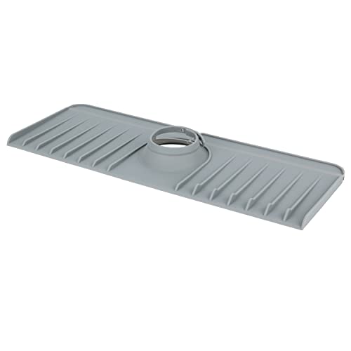 Naikit's Small (14 inch) Grey Silicone Kitchen Sink mat Splash Guard is a Great Water drip Catcher and Counter Protector for bathrooms RVs, and farmhouses. Measure Faucet Base Before Purchase.