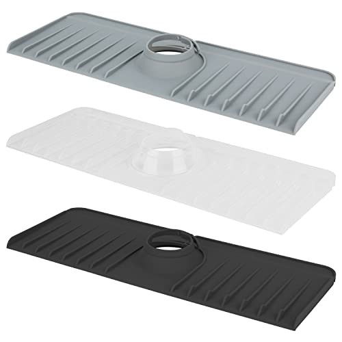 Naikit's Small (14 inch) Grey Silicone Kitchen Sink mat Splash Guard is a Great Water drip Catcher and Counter Protector for bathrooms RVs, and farmhouses. Measure Faucet Base Before Purchase.