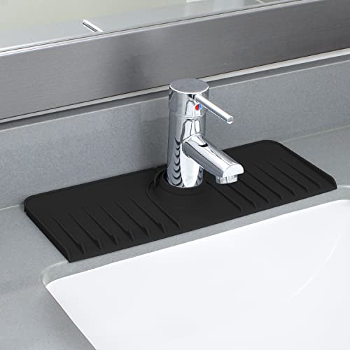 Naikit's Small (14 inch) Grey Silicone Kitchen Sink mat Splash Guard is a Great Water drip Catcher and Counter Protector for bathrooms RVs, and farmhouses. Measure Faucet Base Before Purchase.