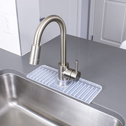 Naikit's Small (14 inch) Grey Silicone Kitchen Sink mat Splash Guard is a Great Water drip Catcher and Counter Protector for bathrooms RVs, and farmhouses. Measure Faucet Base Before Purchase.