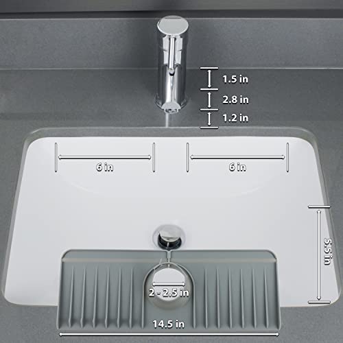 Naikit's Small (14 inch) Grey Silicone Kitchen Sink mat Splash Guard is a Great Water drip Catcher and Counter Protector for bathrooms RVs, and farmhouses. Measure Faucet Base Before Purchase.