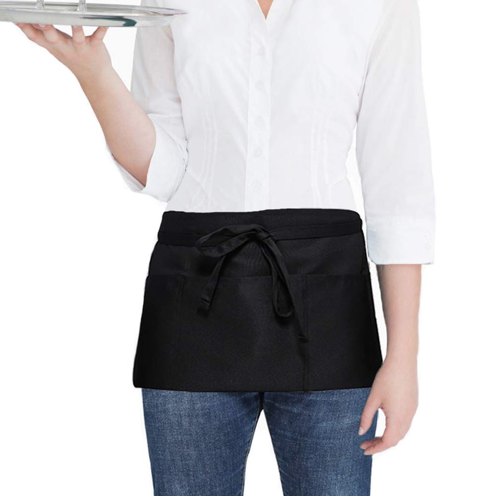 SONGXIN Server Aprons with 3 Deep Pockets - Waist Apron Waiter Waitress Apron