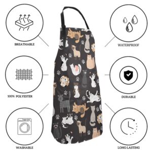 Sweetshow Funny Black Cat Apron with 2 Pockets and Adjustable Neck Waterproof Stain Resistant Cooking Kitchen Bib Aprons for Adults Women Men Kitchen Cooking Baking Bistro Chef